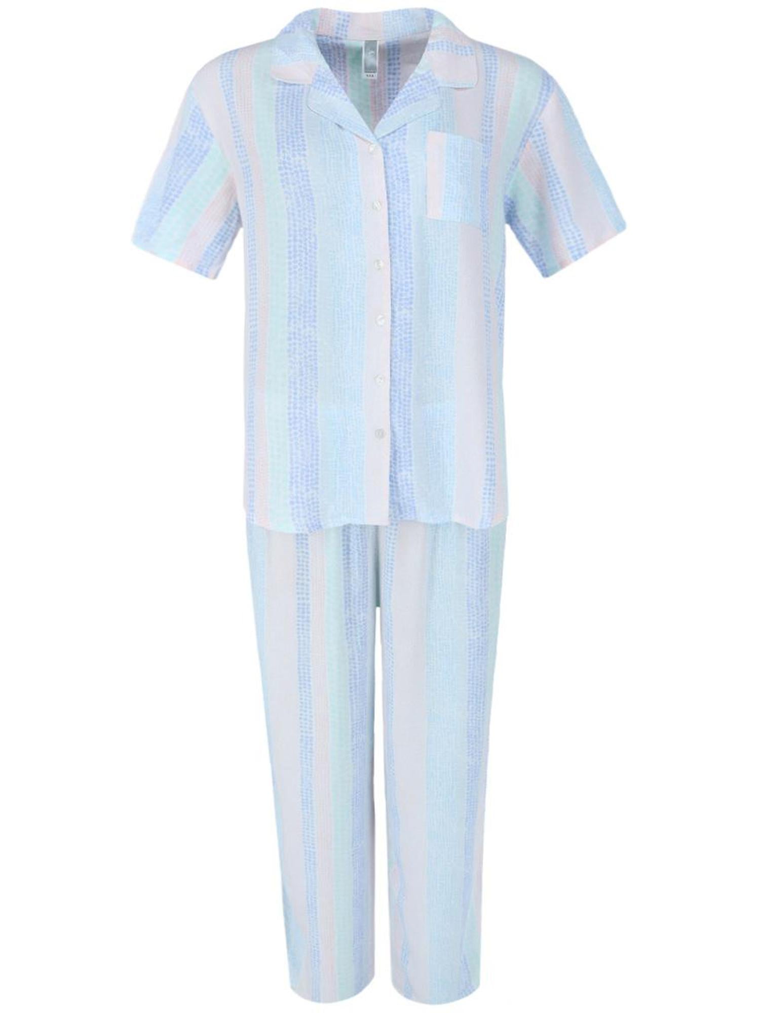 PJ Couture Multi Stripe Notch Short Sleeve Pajama Set (Women) - Walmart.com