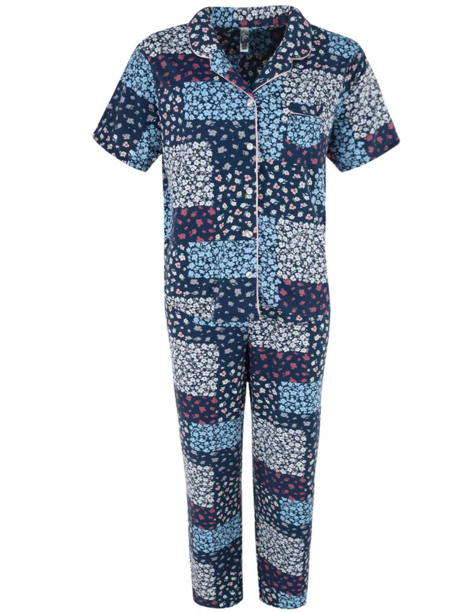 PJ Couture Short Sleeve and Pants Notch Collar Pajama Set (Women ...