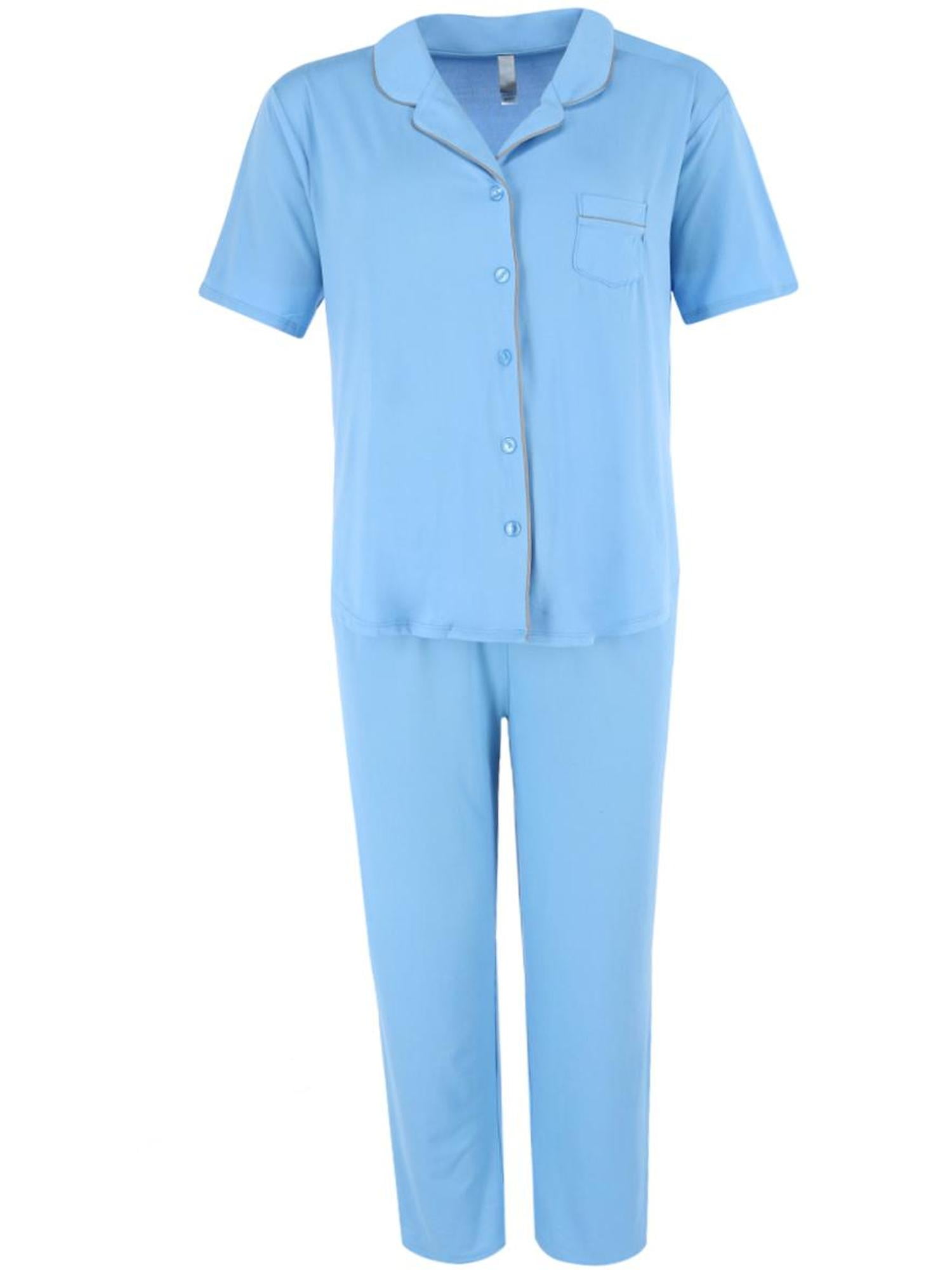 PJ Couture Short Sleeve and Pants Notch Collar Pajama Set (Women ...