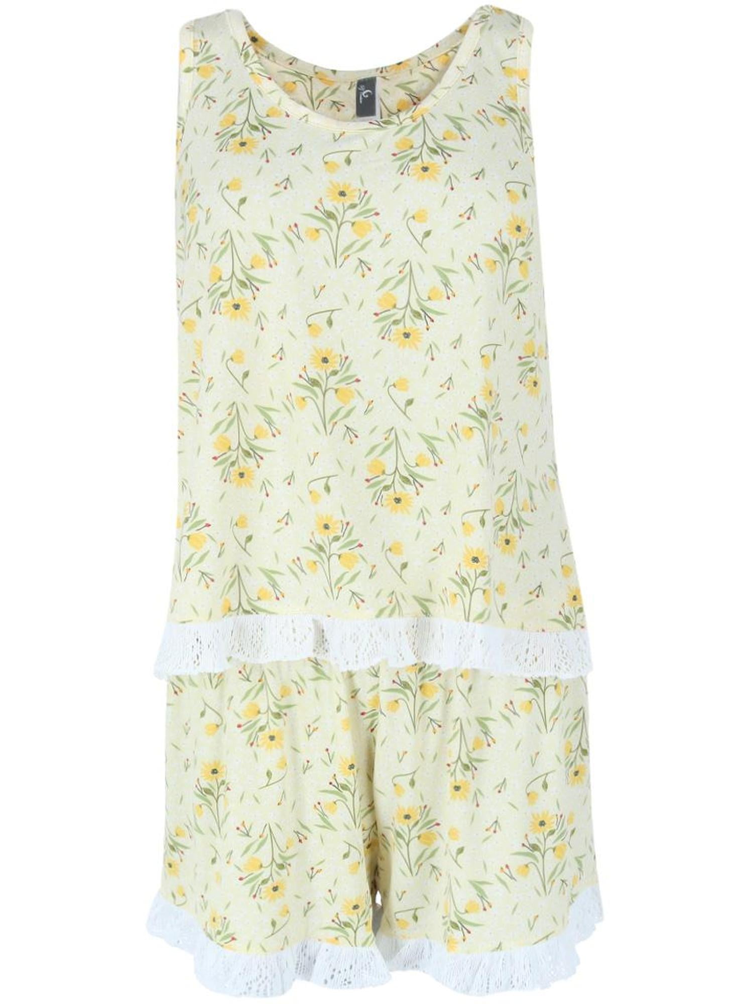 PJ Couture Yellow Daisy Tank and Short PJ Set (Women) - Walmart.com