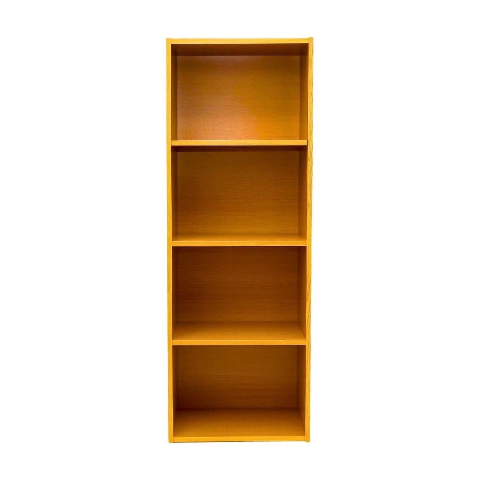 4-Tier Natural Bookcase with Wood Grain Finish – Space-Saving Vertical ...