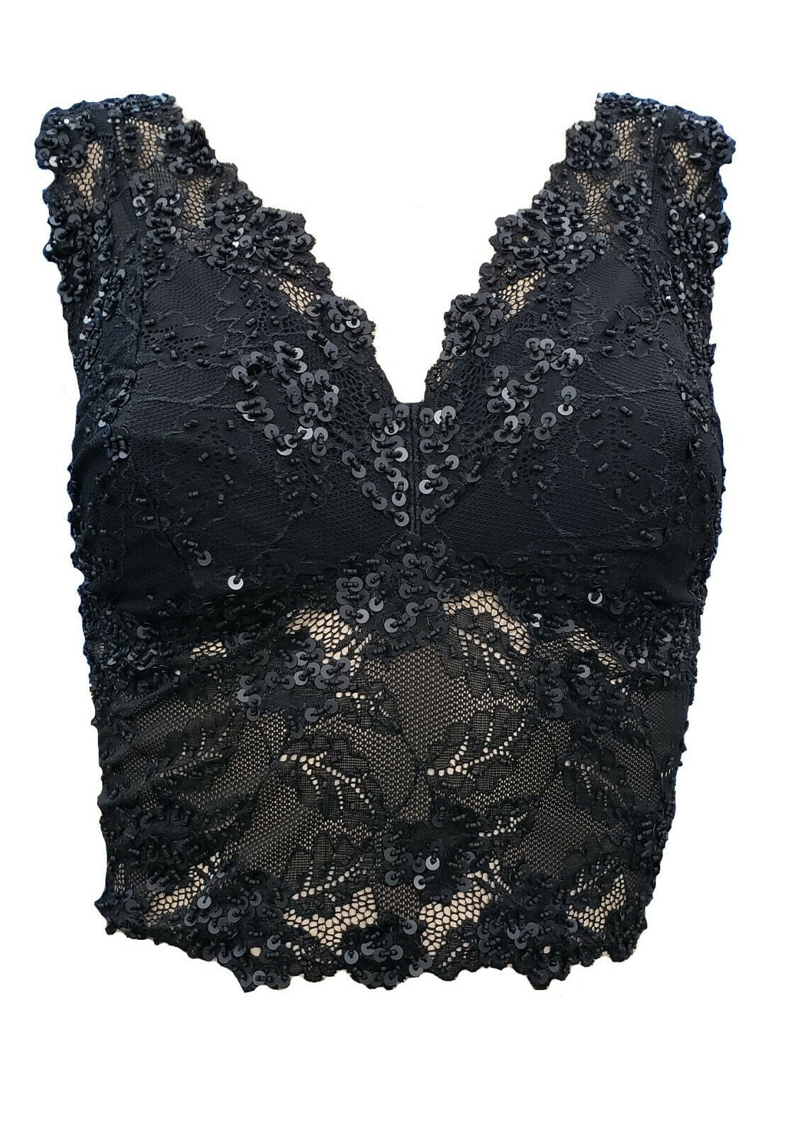 PJ Harlow Colette Lace Hand Beaded Sleeveless Crop Top - Walmart.com