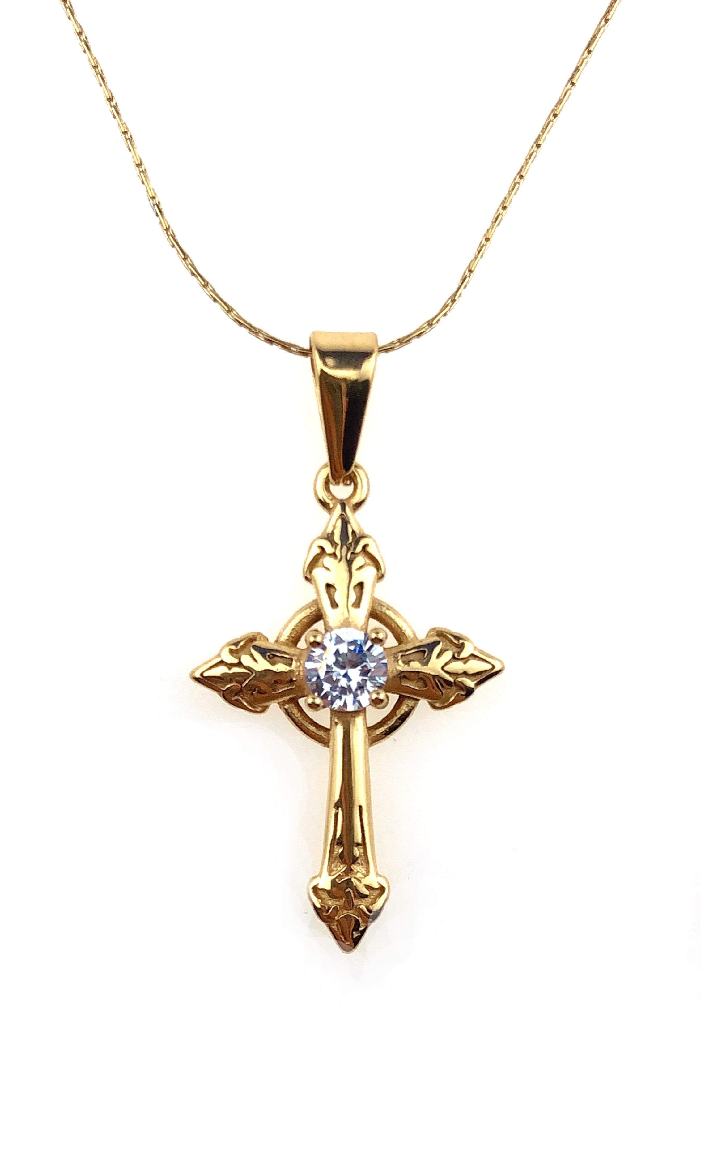 PJ Jewelry 1/2 ct Diamond Cross Stud Necklace, 18k Yellow Gold, 18 in ...