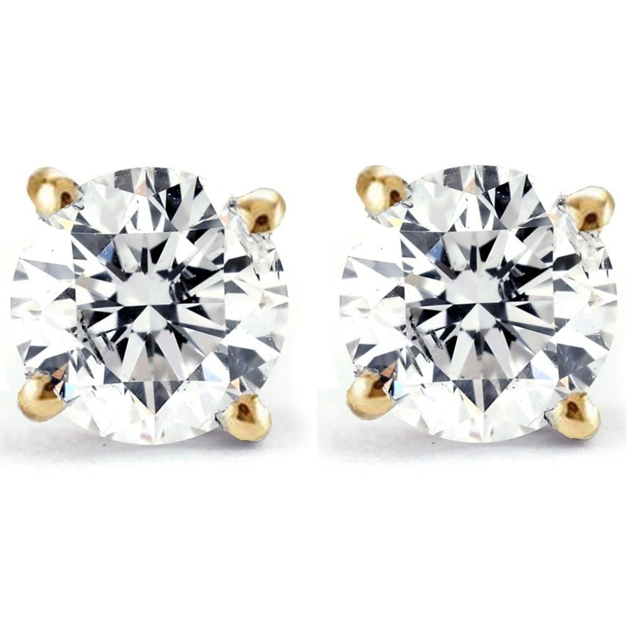 14k Yellow Gold 1/4Ct Solitaire Round Created White Diamond (G-H, I1 ...
