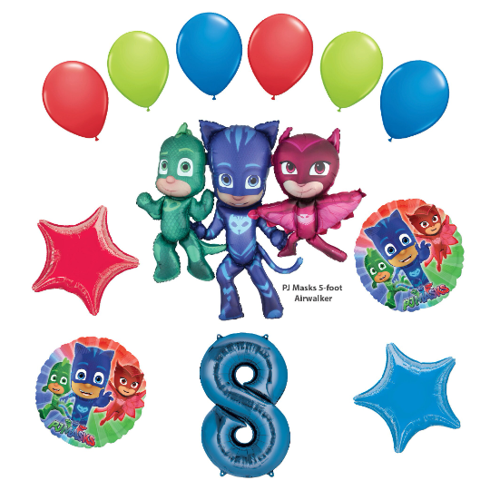 PJ MASKS Airwalker 8th Birthday AGE Number 8 Eight Eighth Balloon Party ...