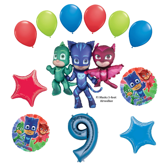 PJ MASKS Airwalker 9th Birthday AGE Number 9 Nine Nineth Balloon Party ...