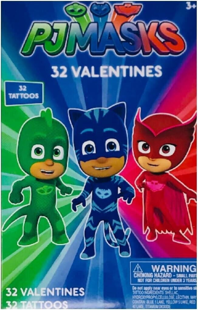 PJ Masks 32 Valentines and 32 Tattoos PJMasks Cards - Walmart.com