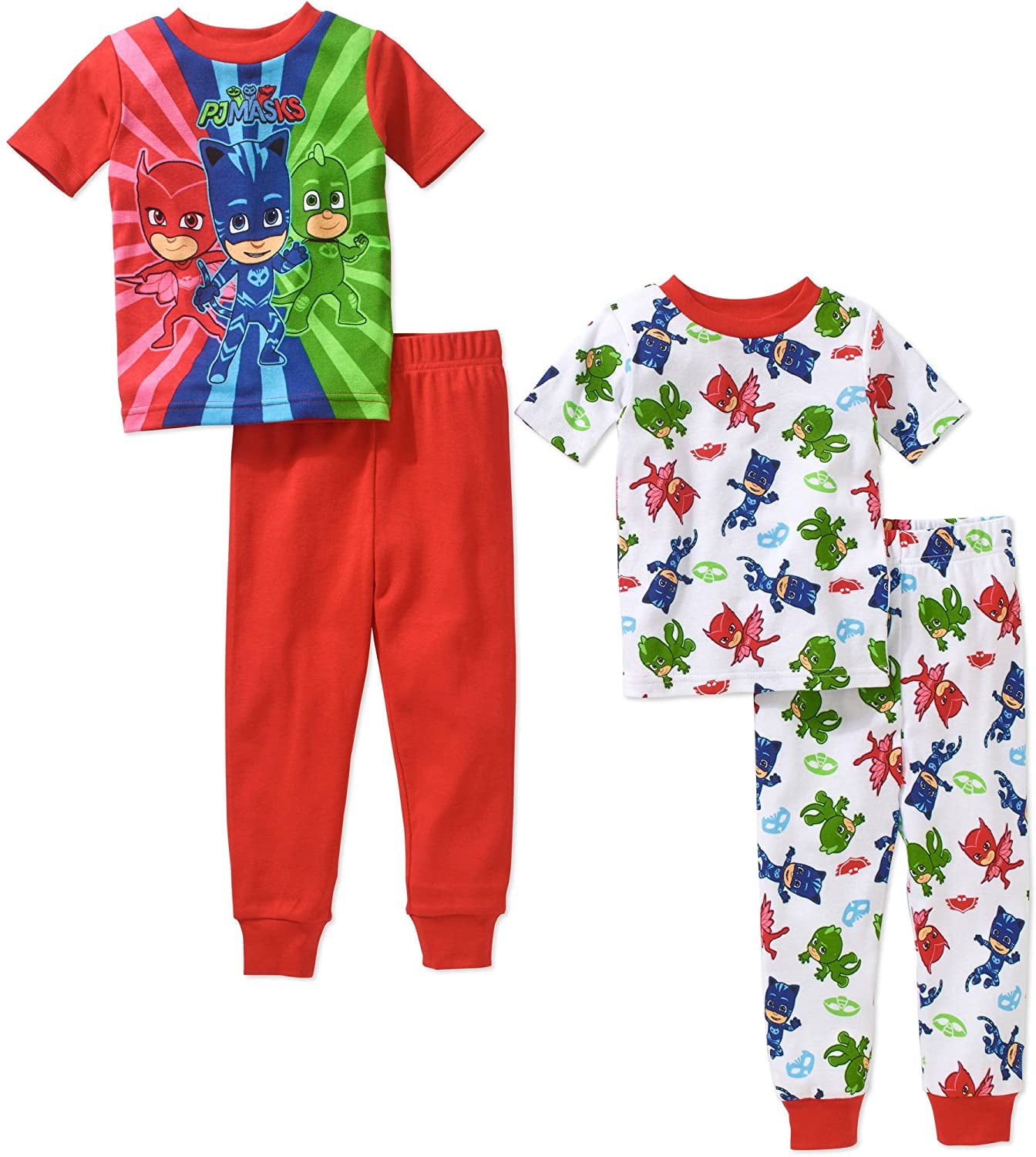 PJ Masks 4 PC Short Sleeve Tight Fit Cotton Pajama Set Boy Size 5T ...