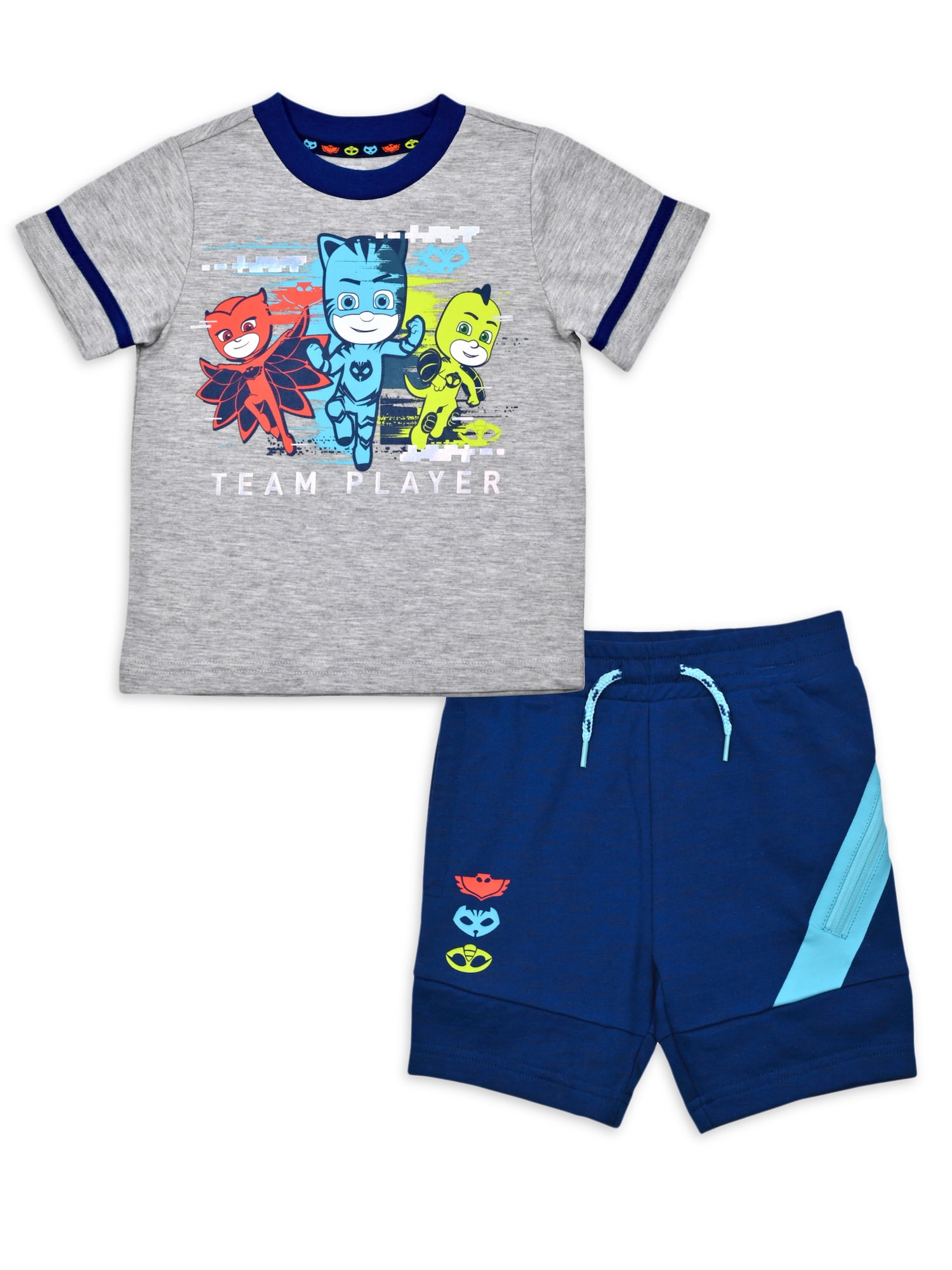 PJ Masks Baby and Toddler Boy Graphic T-Shirt and Knit Shorts Outfit ...