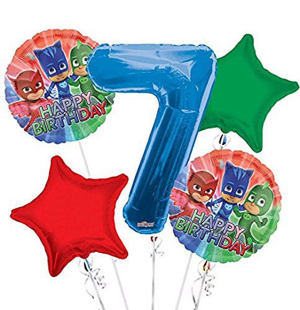 PJ Masks Balloon Bouquet 7th Birthday 5 pcs - Party Supplies - Walmart.com