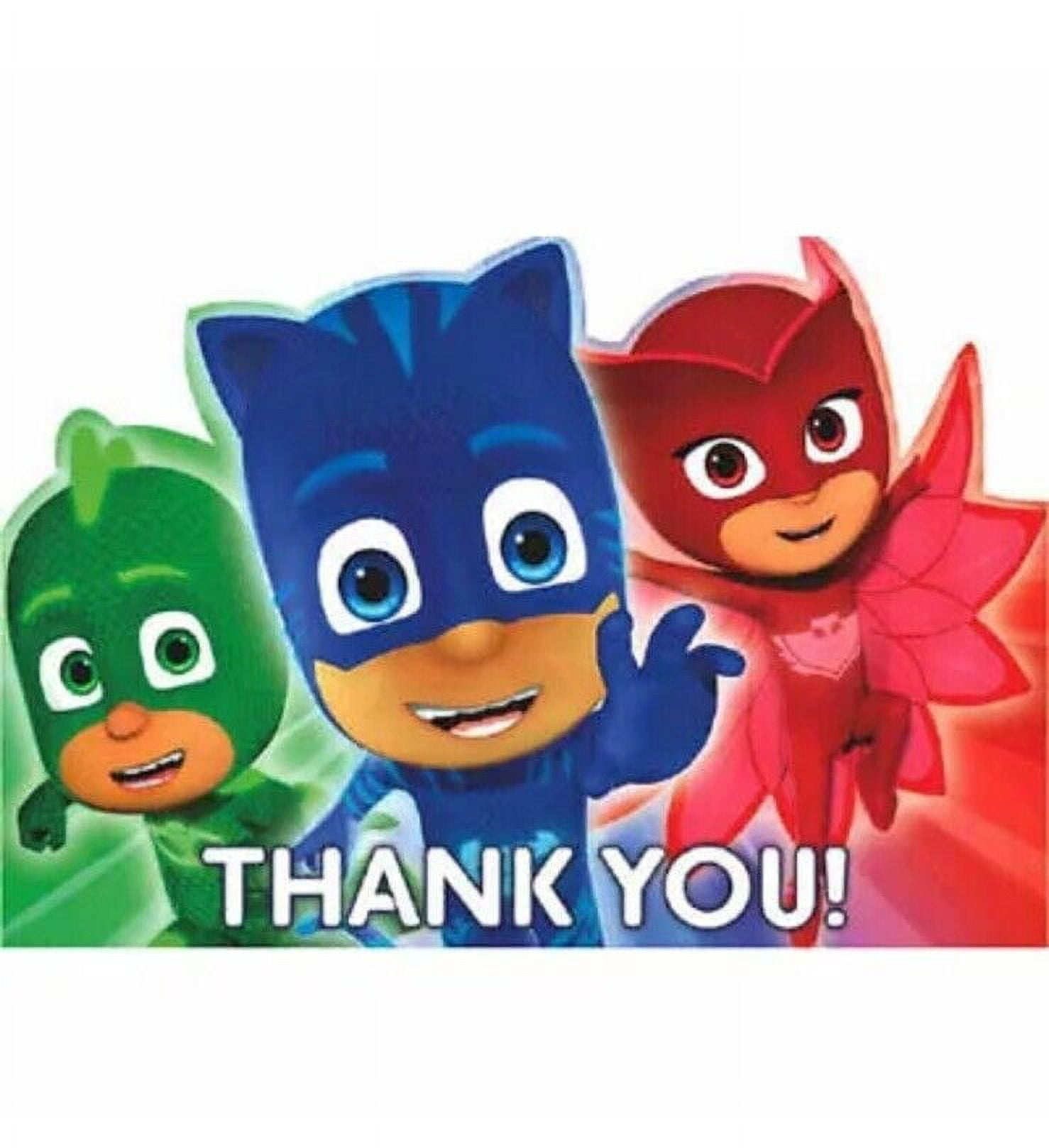 PJ Masks Birthday Party 8 Thank You Cards + Seals + Blue Envelopes Amscan - Walmart.com