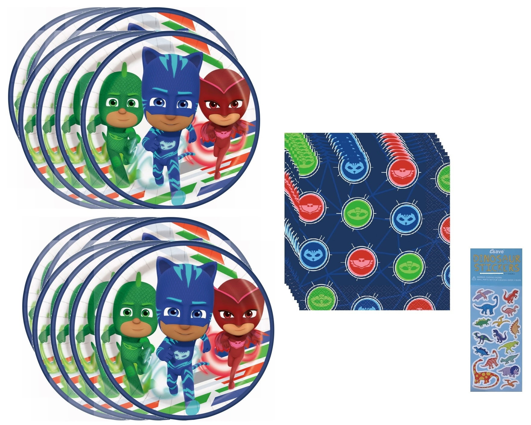 PJ Masks Birthday Party Supplies Bundle Pack includes 16 Dessert Cake ...