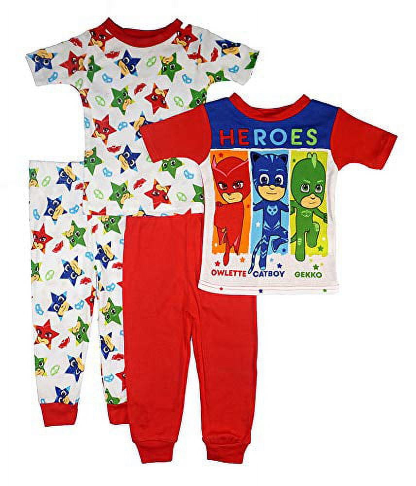 PJ Masks Boys' 4-Piece Cotton Pajama Set (Red, 2T) - Walmart.com