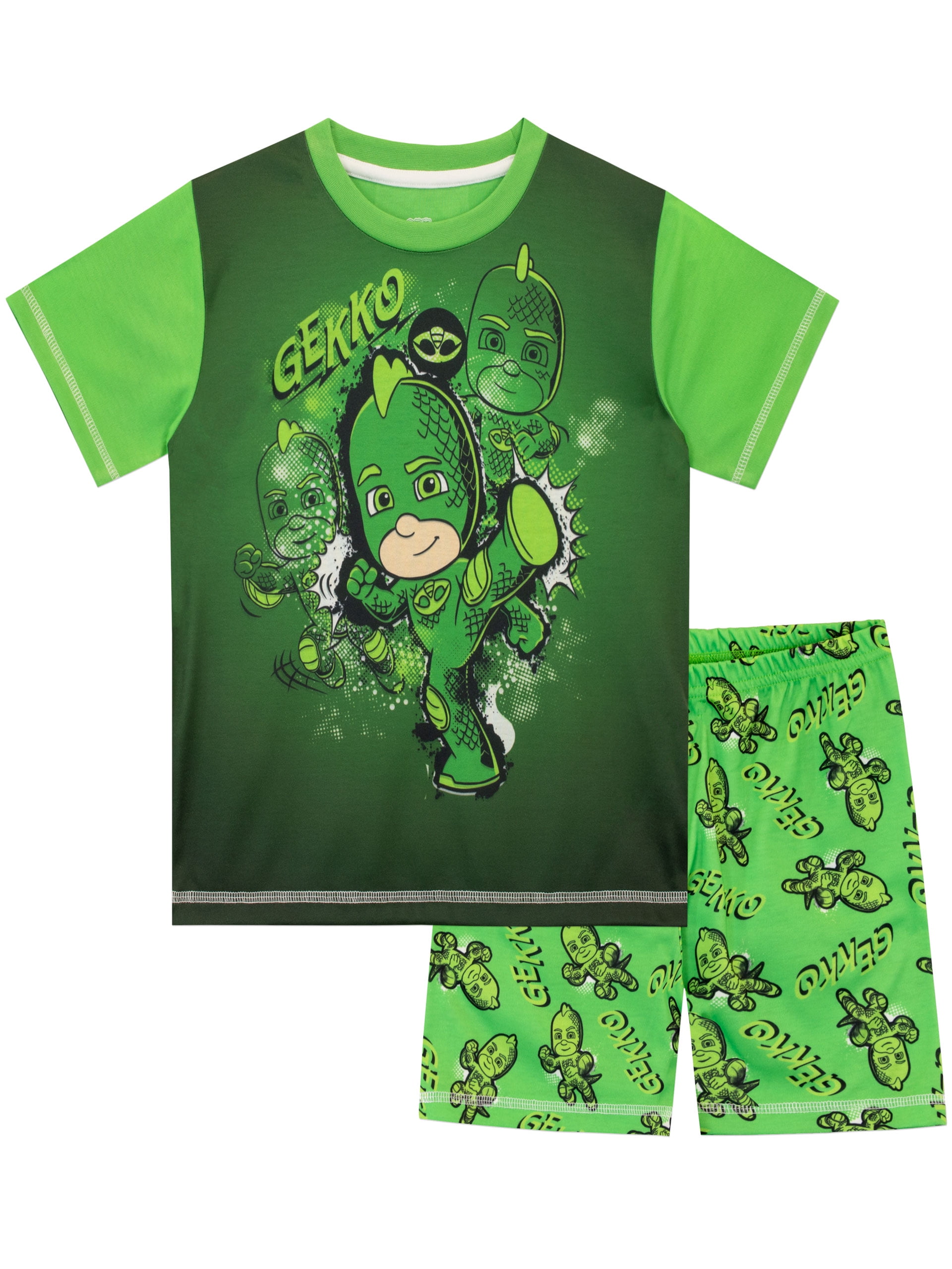 PJ Masks Boys Green Gecko Short Sleeve & Leg Pajamas Sizes 3-10 ...