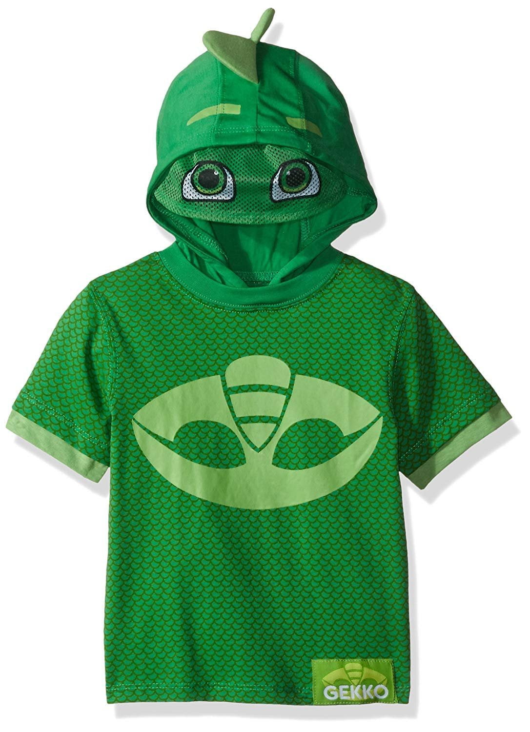 PJ Masks Boys' Toddler Gekko and Catboy Hoodie, Green Short Sleeve, 4T ...