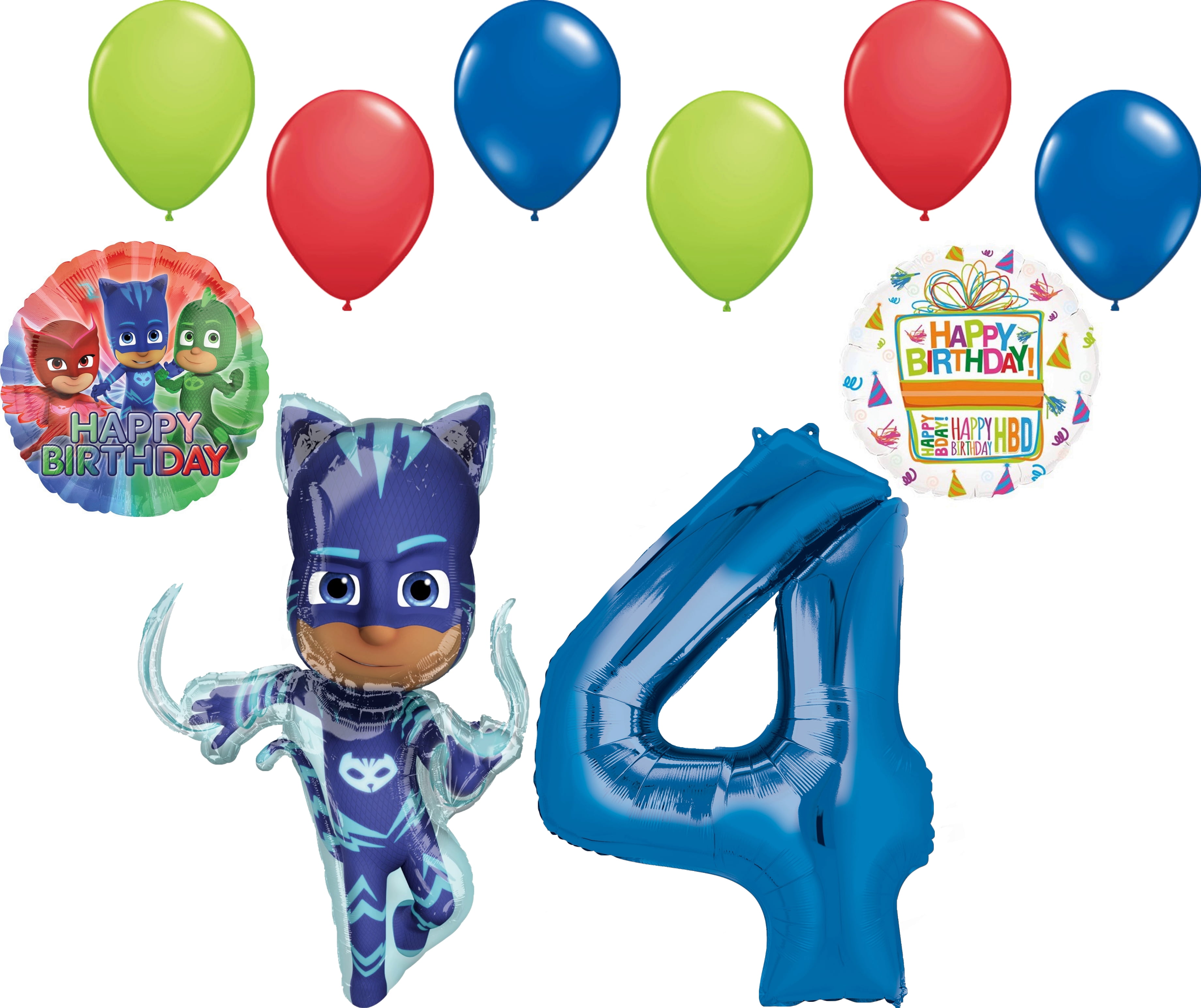 PJ Masks Catboy 4th Birthday Party Supplies Balloon Bouquet Decorations ...