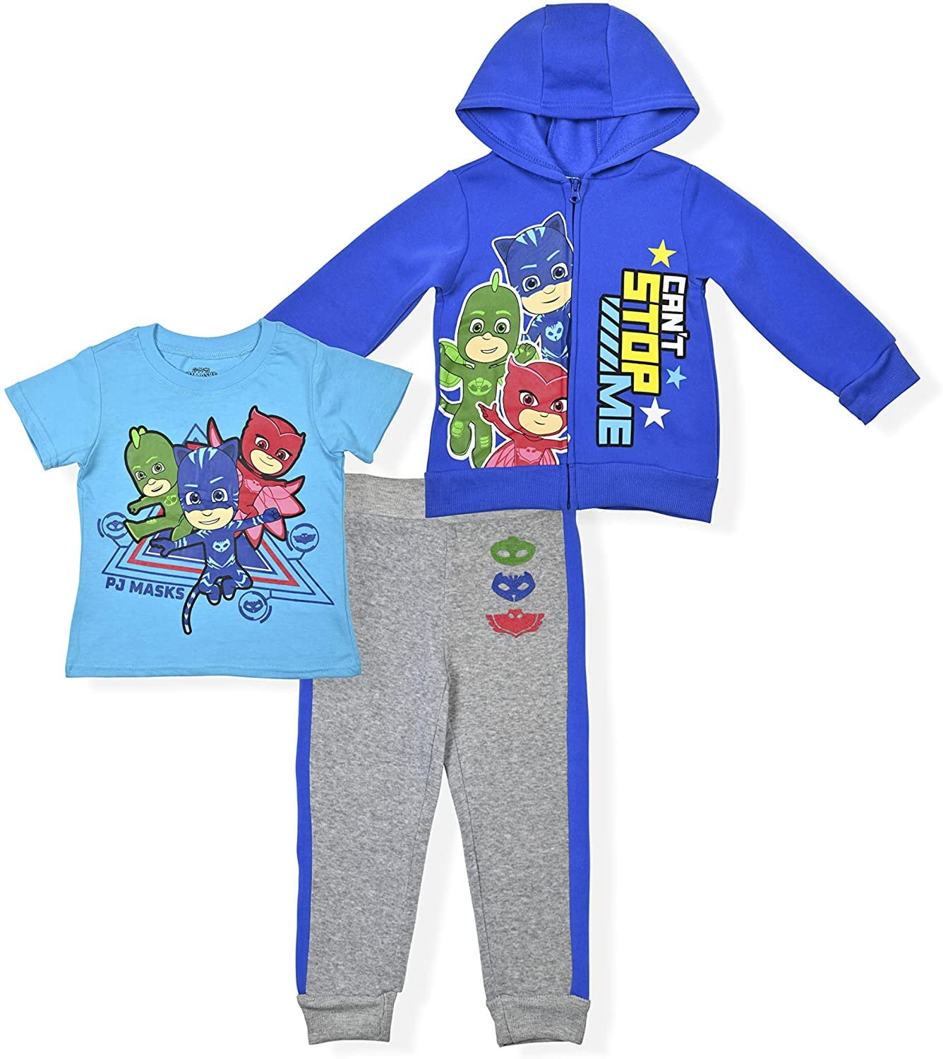 PJ Masks Catboy, Gekko and Owlette Boys 3 Piece Zip Up Hoodie Tee and ...