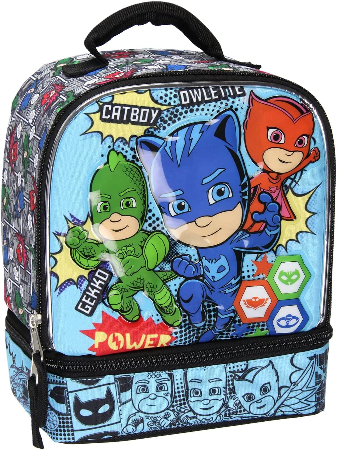 PJ Masks Comic Book 3-D Character Dual Compartment Insulated Lunch Bag ...