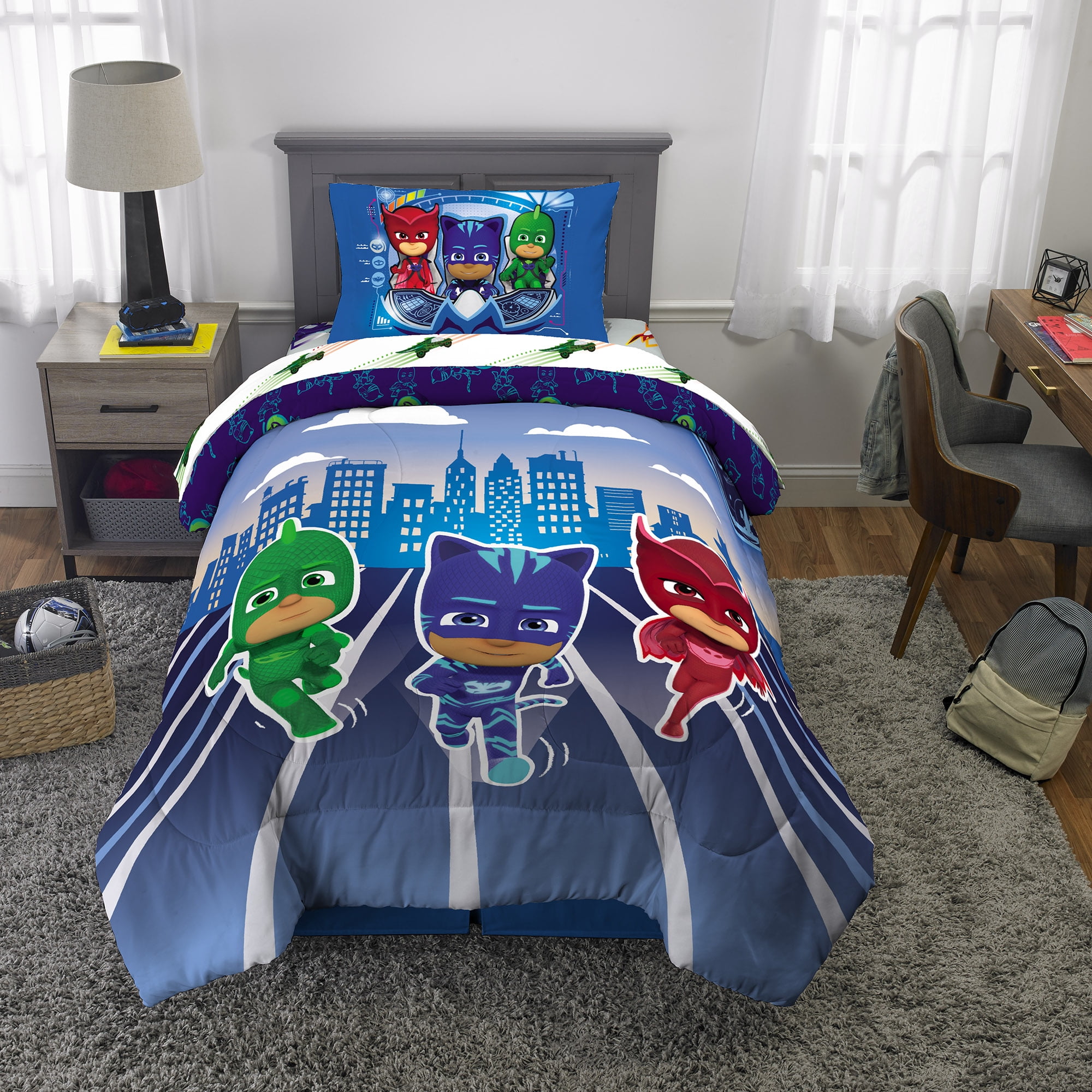 PJ Masks: Gekko, Catboy & Owlette Full Comforter & Sheet Set (5 Piece ...