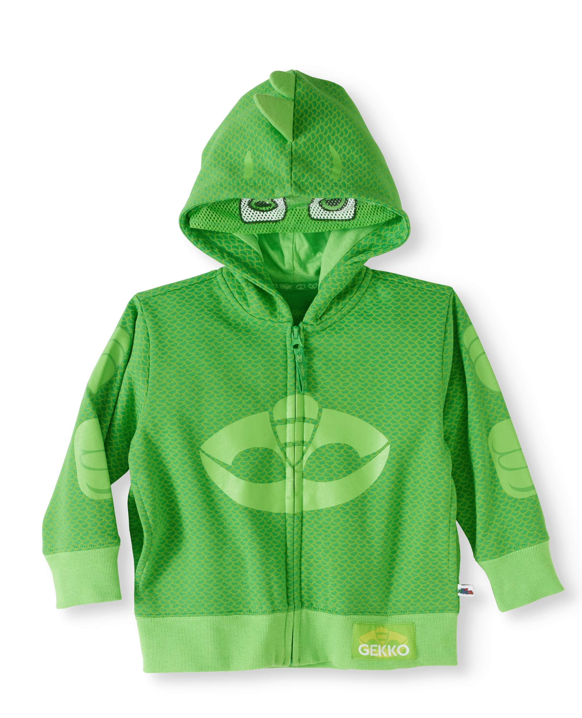 PJ Masks Gekko Toddler Boy's Zip-Up Mask Hoodie Sweatshirt - Walmart.com