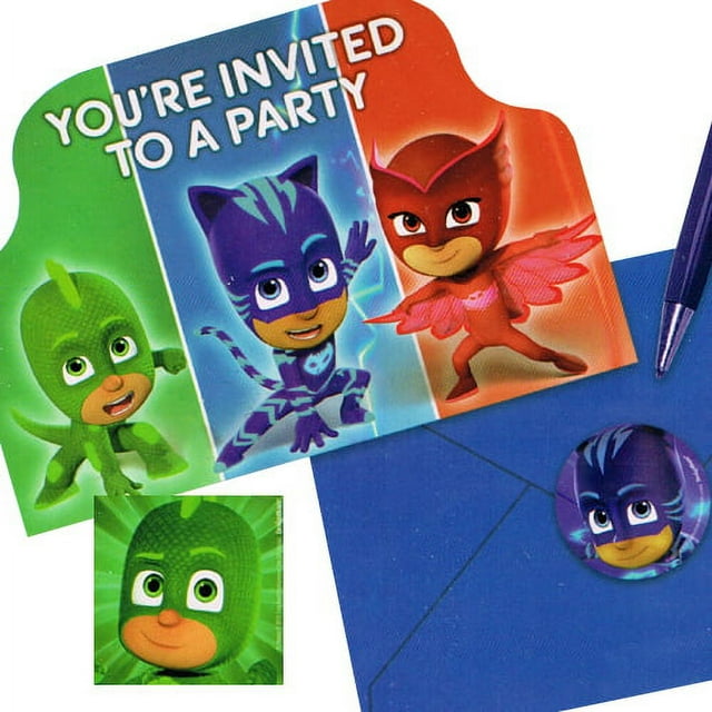 PJ Masks Invitation Set w/ Envelopes (8ct) - Walmart.com