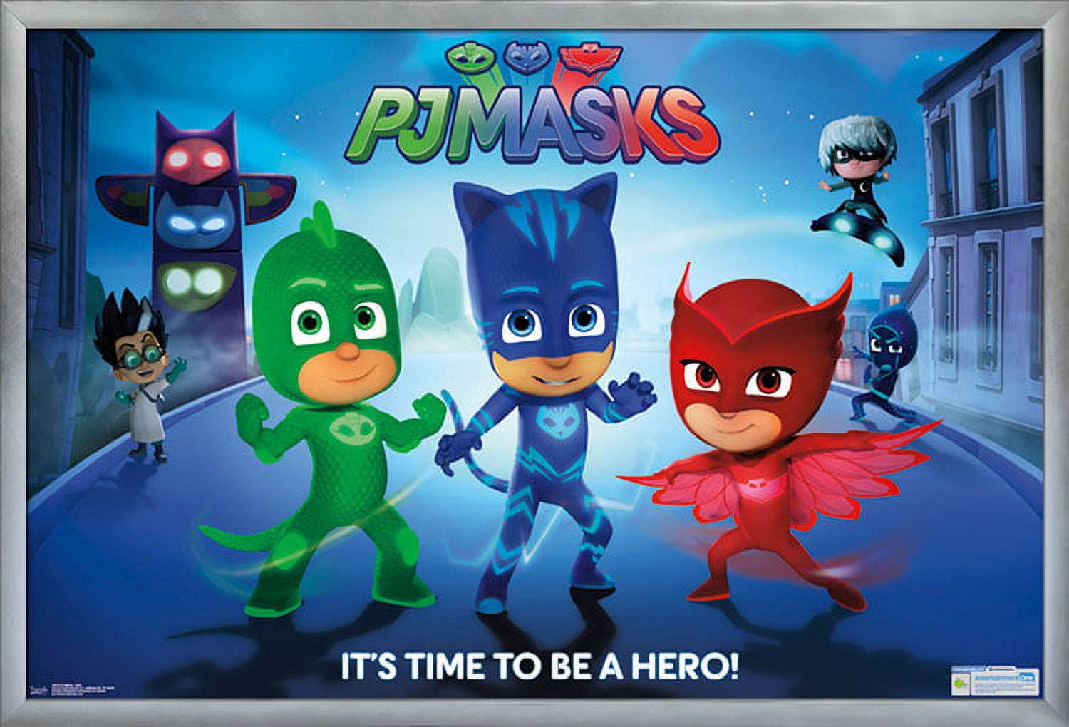 PJ Masks - Its Time To Be A Hero Wall Poster, 22.375" x 34", Framed ...
