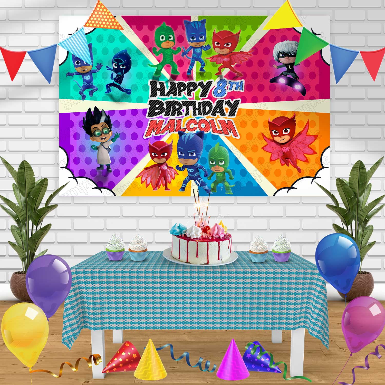 PJ Masks Kids Amazing Friends Birthday Banner Personalized Party ...