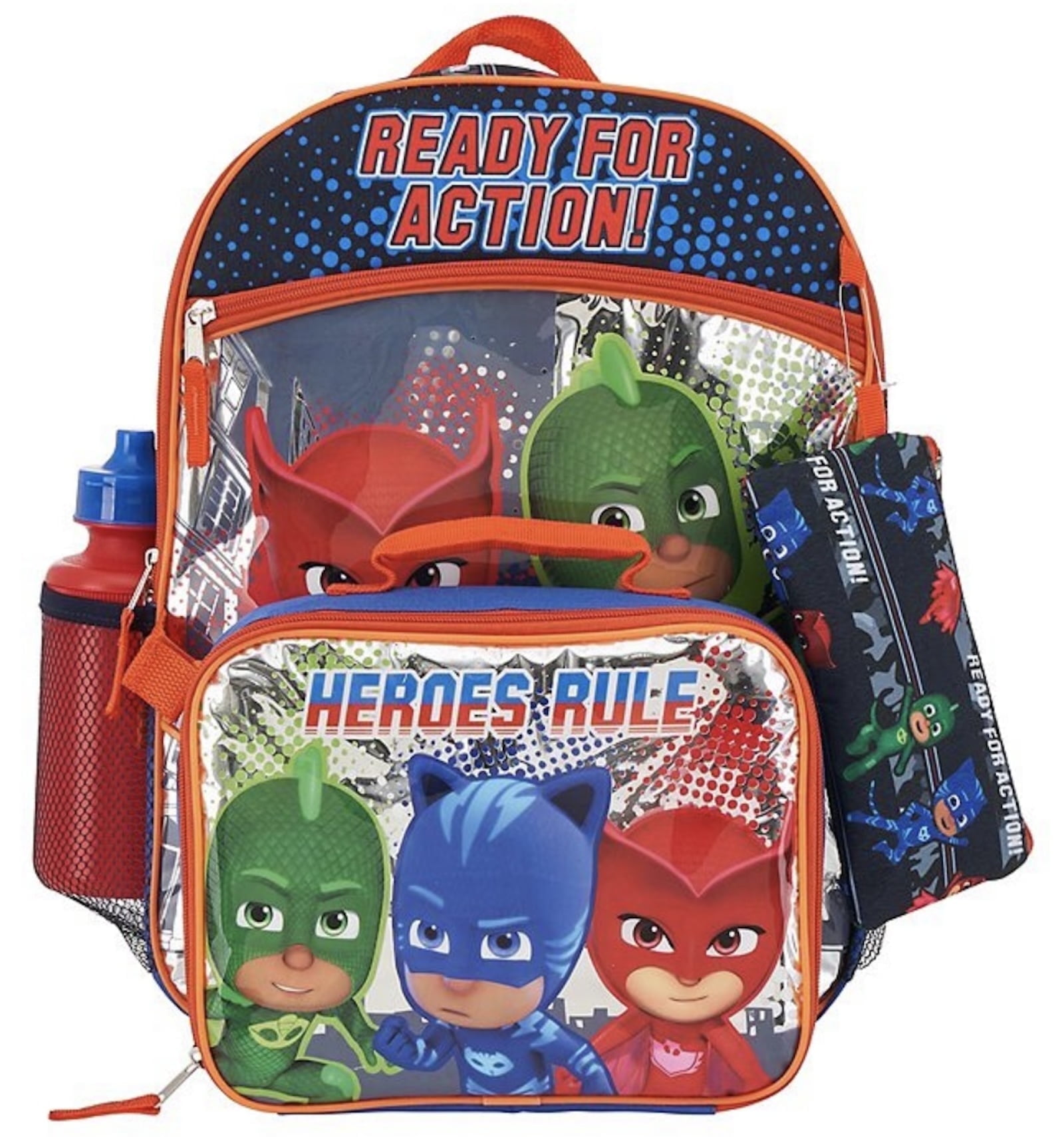 PJ Masks Backpack 16" Lunch Bag 5-Piece Set - Walmart.com