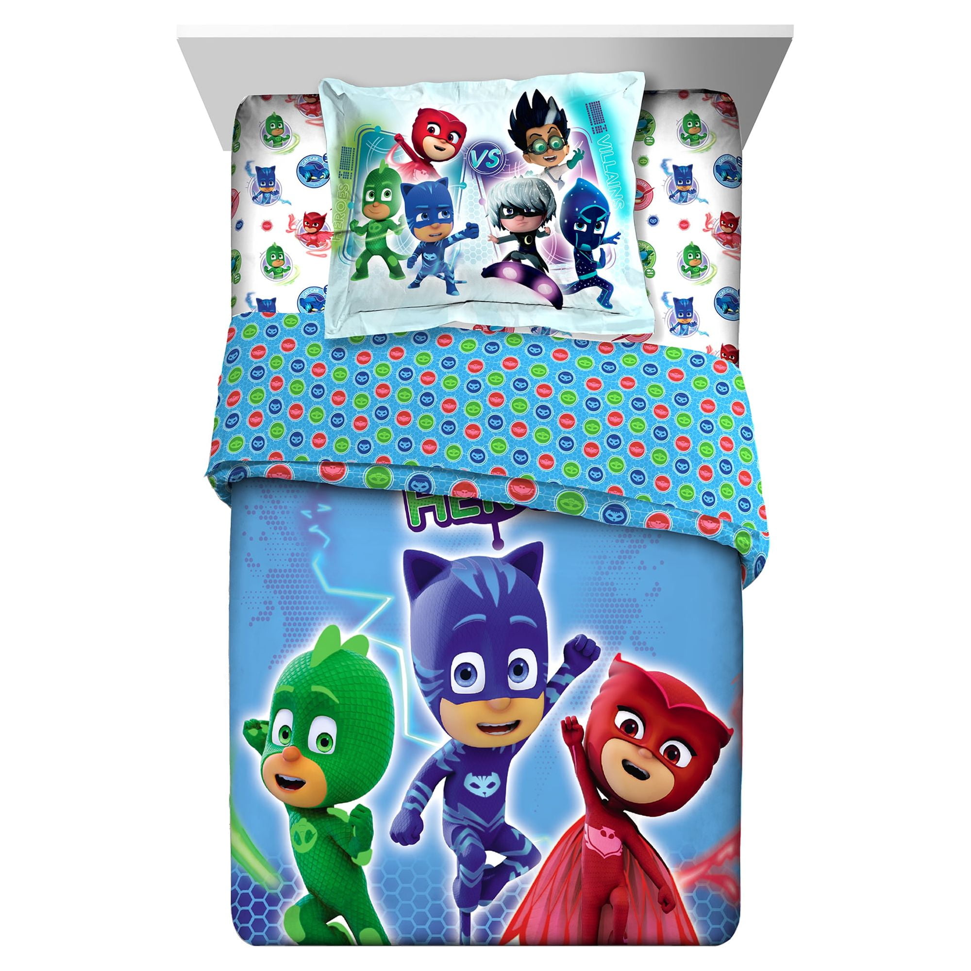 PJ Masks Kids Comforter and Sham, 2-Piece Set, Twin/Full, Reversible ...
