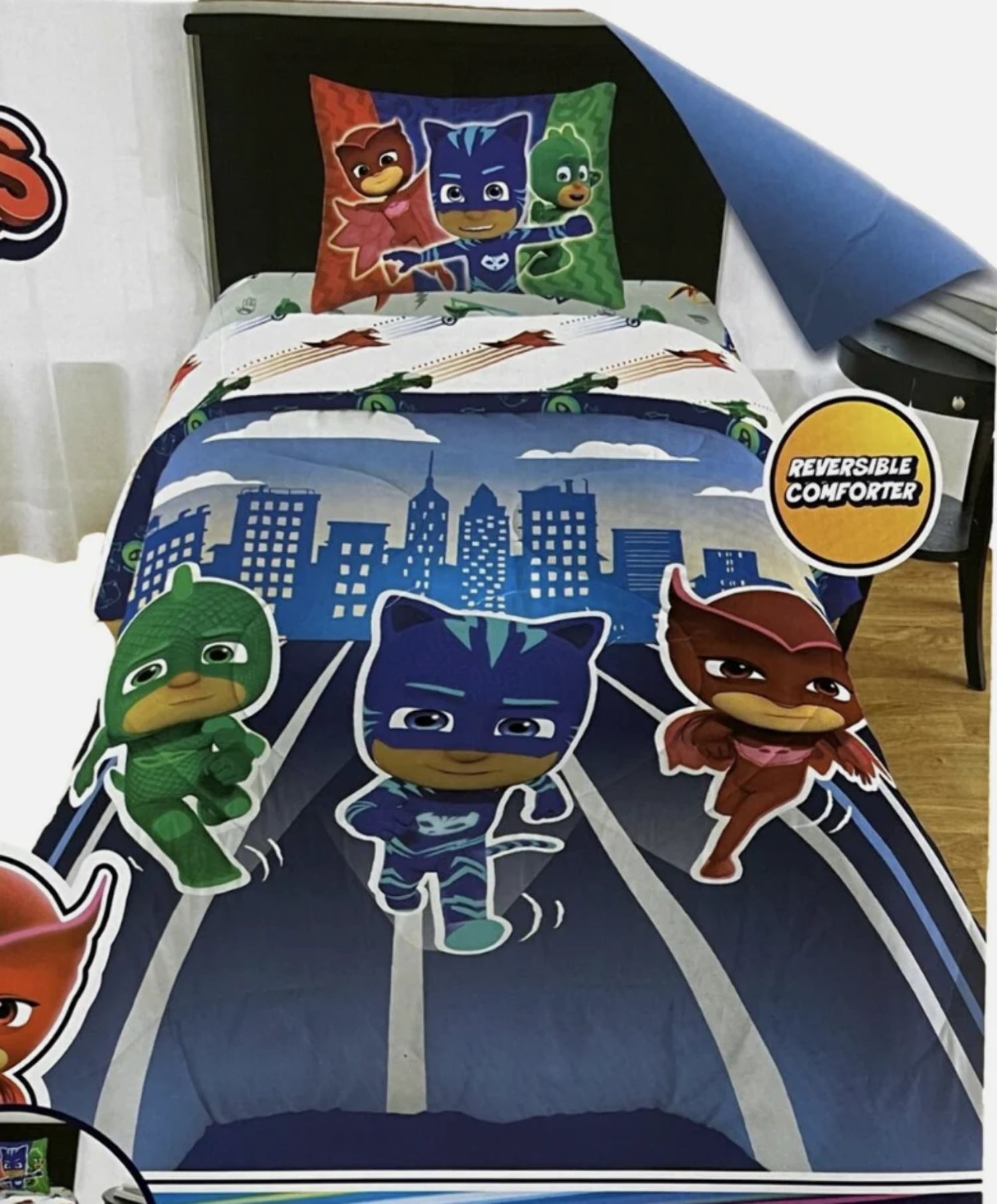 PJ Masks Kids Reversible Twin Comforter and Sheet Set - Walmart.com