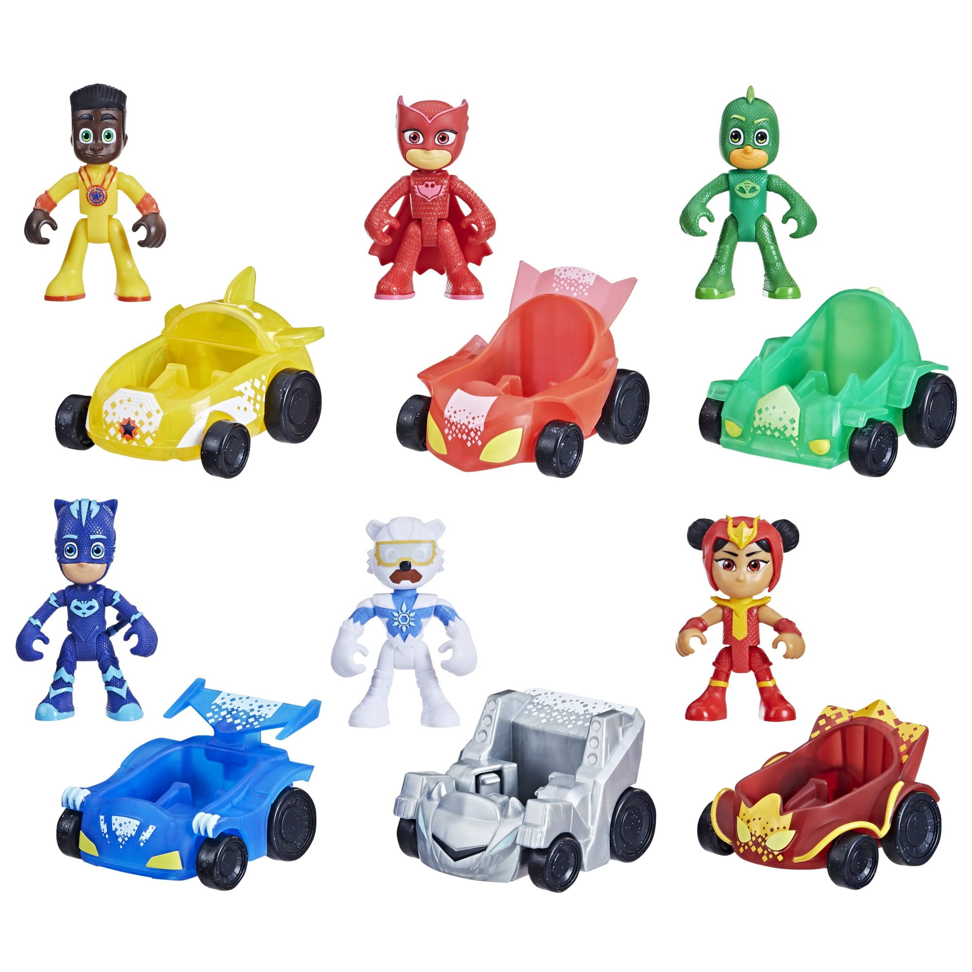 PJ Masks Power Heroes Racer Collection with 6 Action Figures and 6 ...
