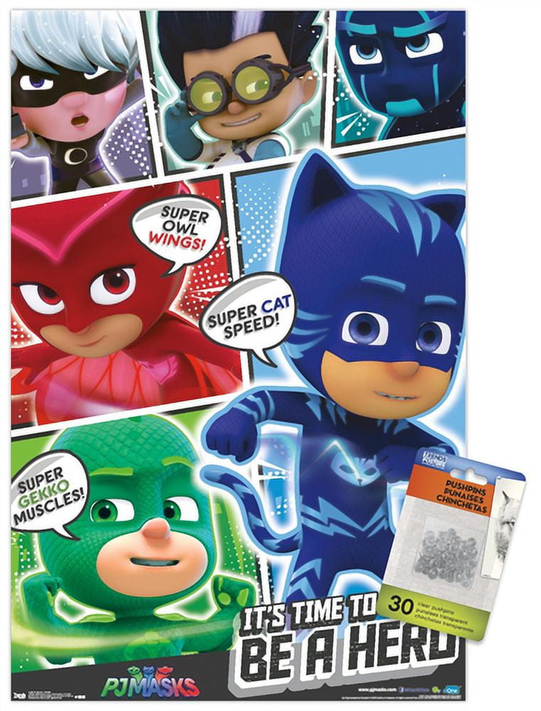 PJ Masks - Powers Wall Poster with Push Pins, 14.725" x 22.375 ...