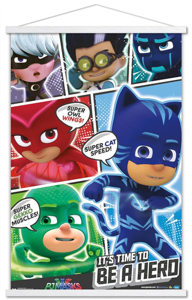 PJ Masks - Powers Wall Poster with Wooden Magnetic Frame, 22.375" x 34 ...