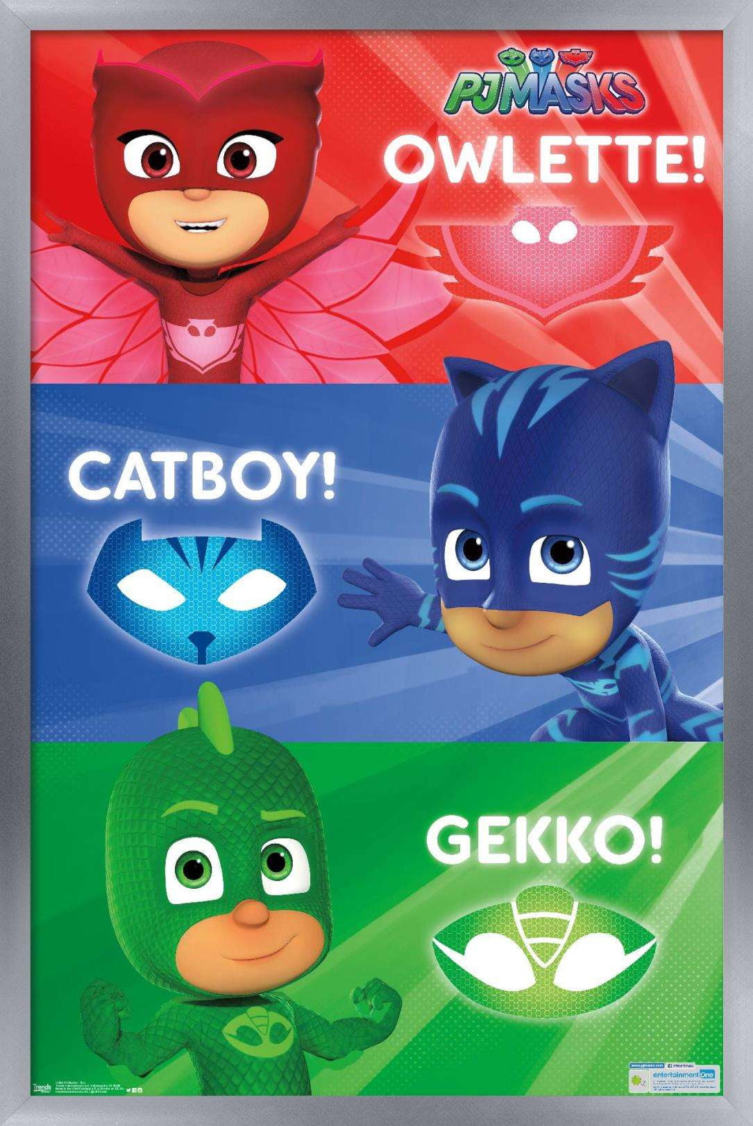 PJ Masks - Trio Wall Poster, 14.725" x 22.375", Framed - Walmart.com