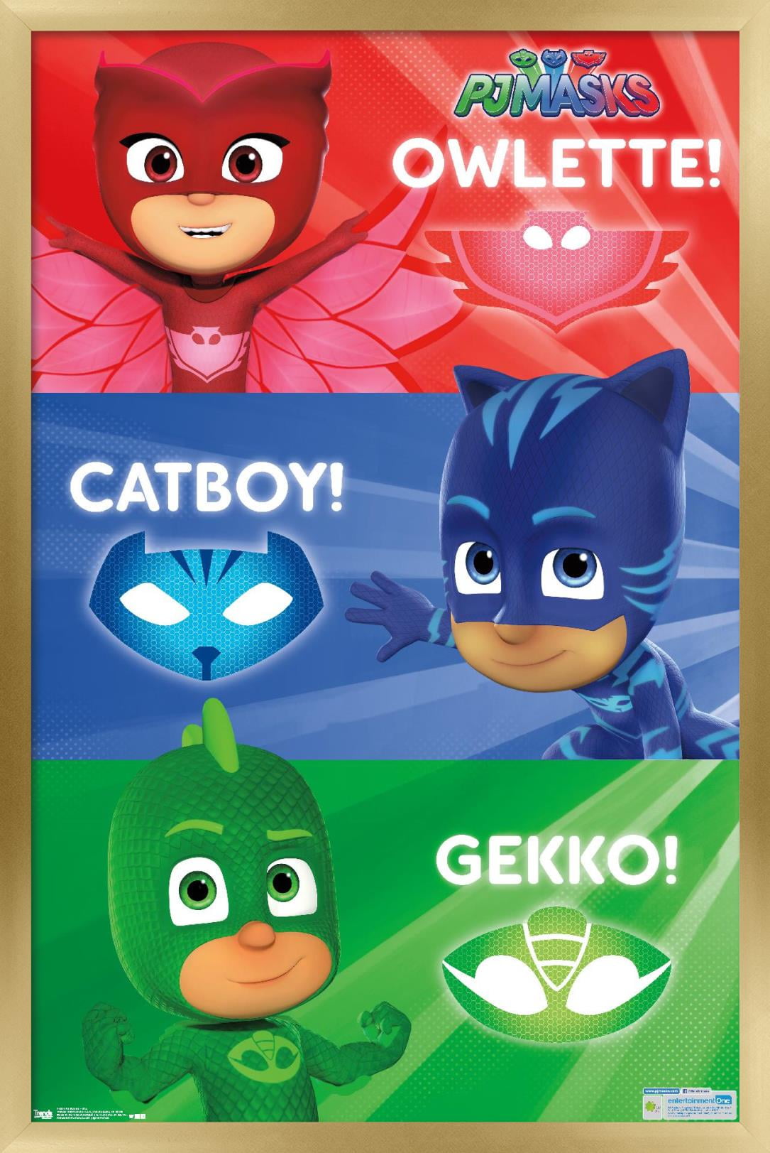 PJ Masks - Trio Wall Poster, 22.375" x 34", Framed - Walmart.com