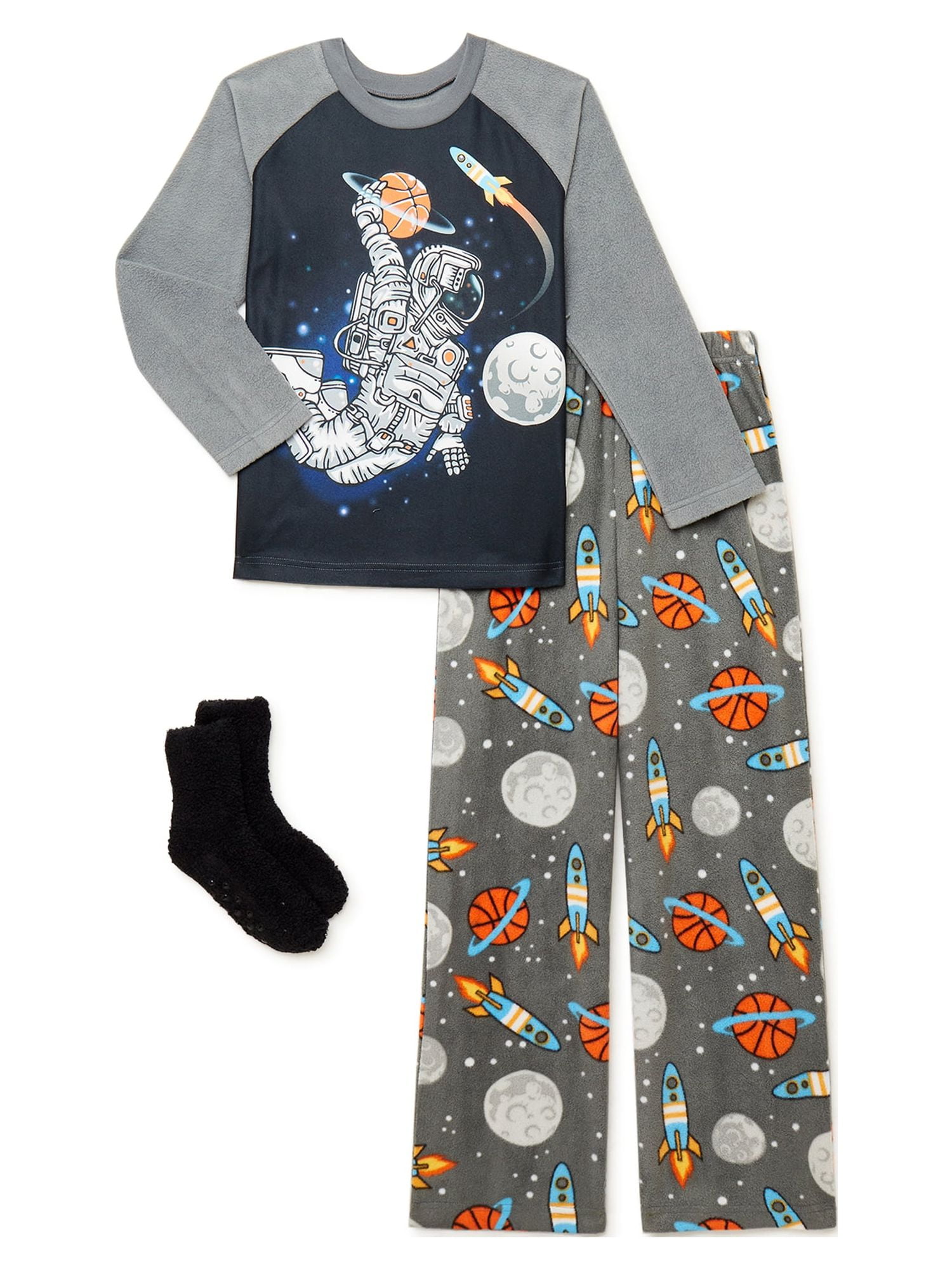 PJ & Me Boys 3-Piece Long Sleeve Top, Long Pants, & Socks Pajama Sleep ...