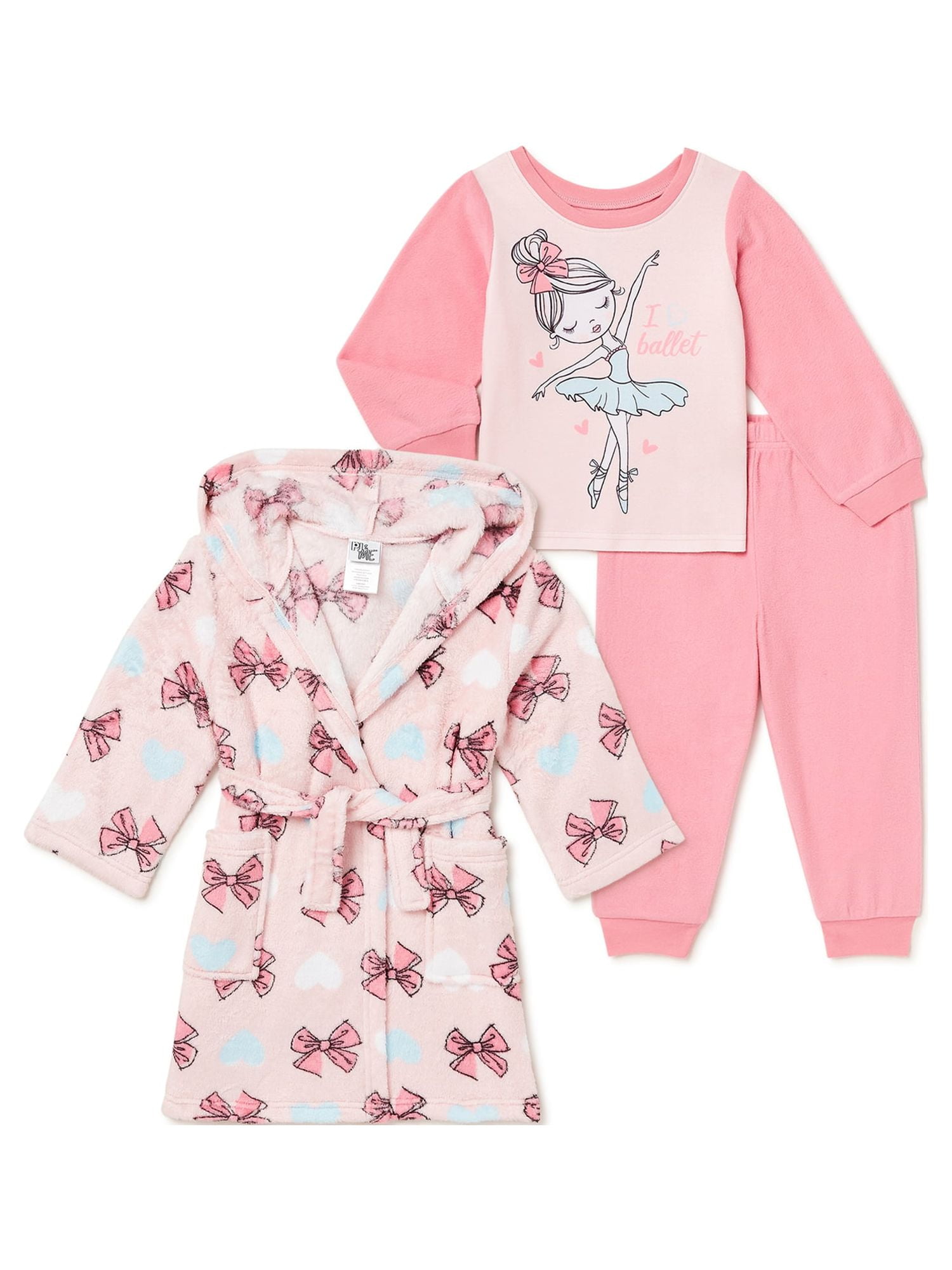 PJ & Me Toddler Girls' Pajamas and Robe Set, 3-Piece - Walmart.com