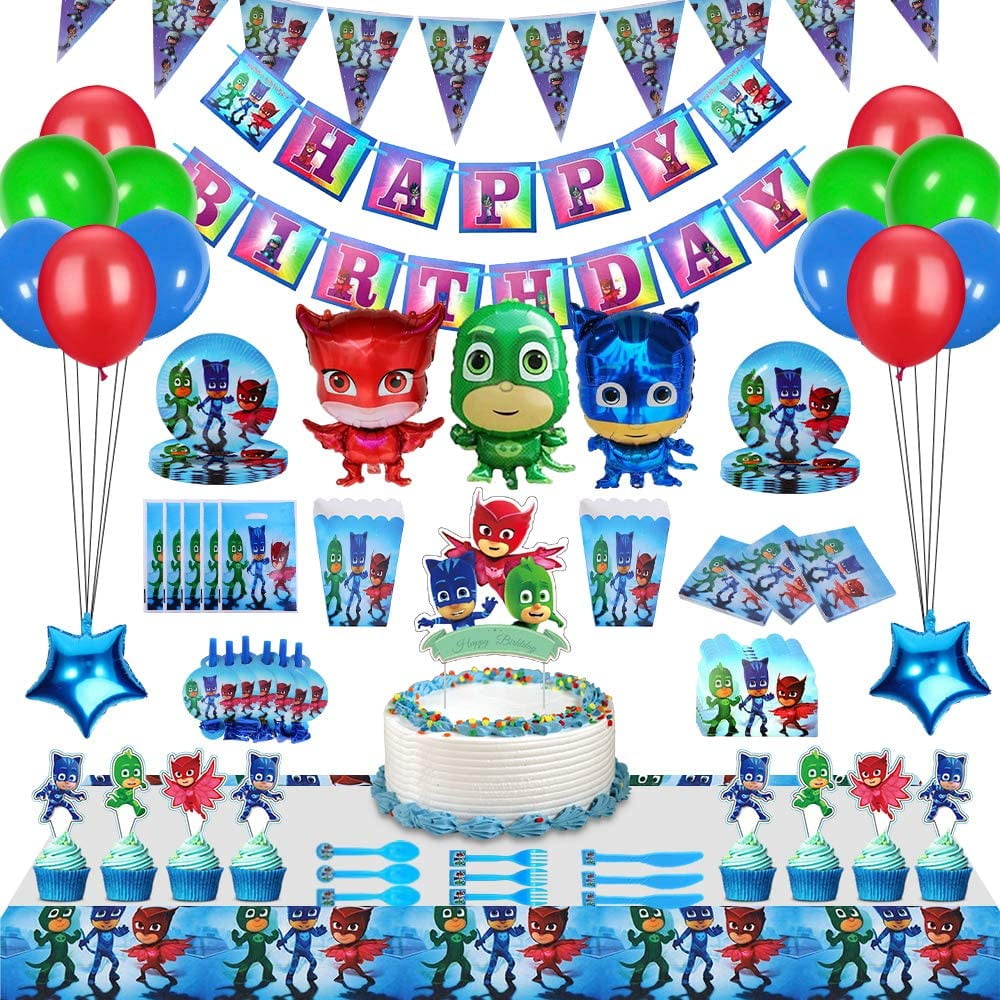 PJ Party Decorations for 20 Guests PJ Masks Decoration Birthday Party ...