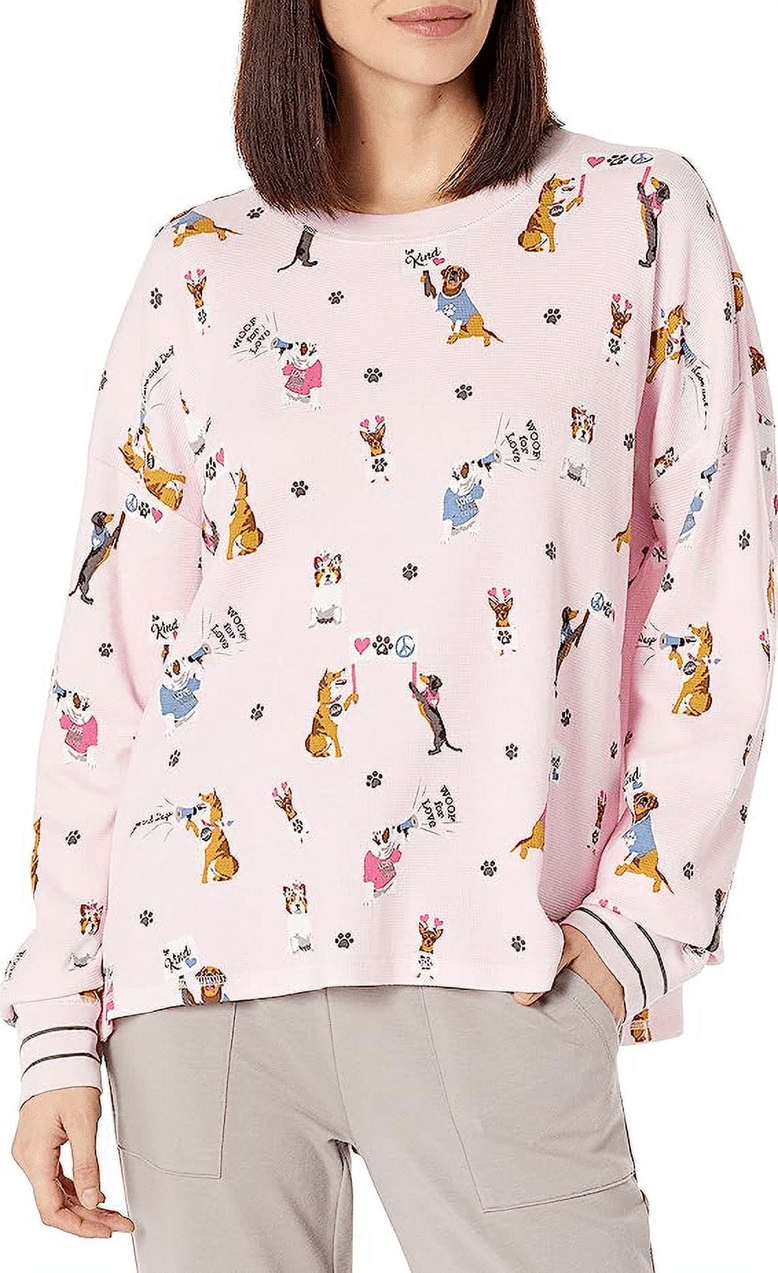 PJ Salvage Women's Loungewear Woof for Love Long Sleeve Pajama Top ...