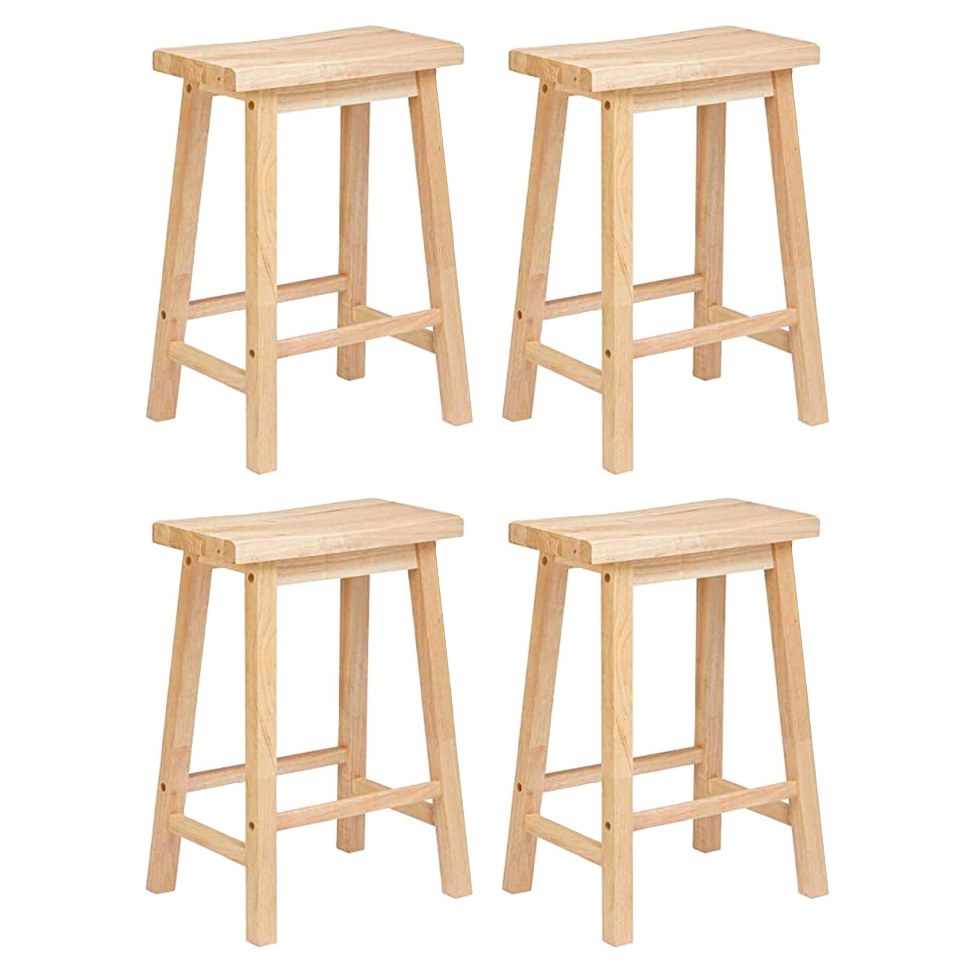 PJ Wood Classic 24'' Wooden Bar Stools, Backless Counter Height ...