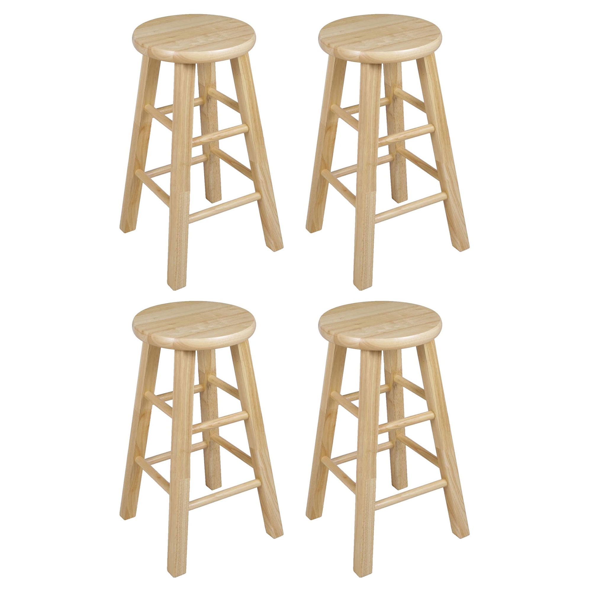 PJ Wood Classic Round-Seat 24" Kitchen Counter Stools, Natural (Set of ...
