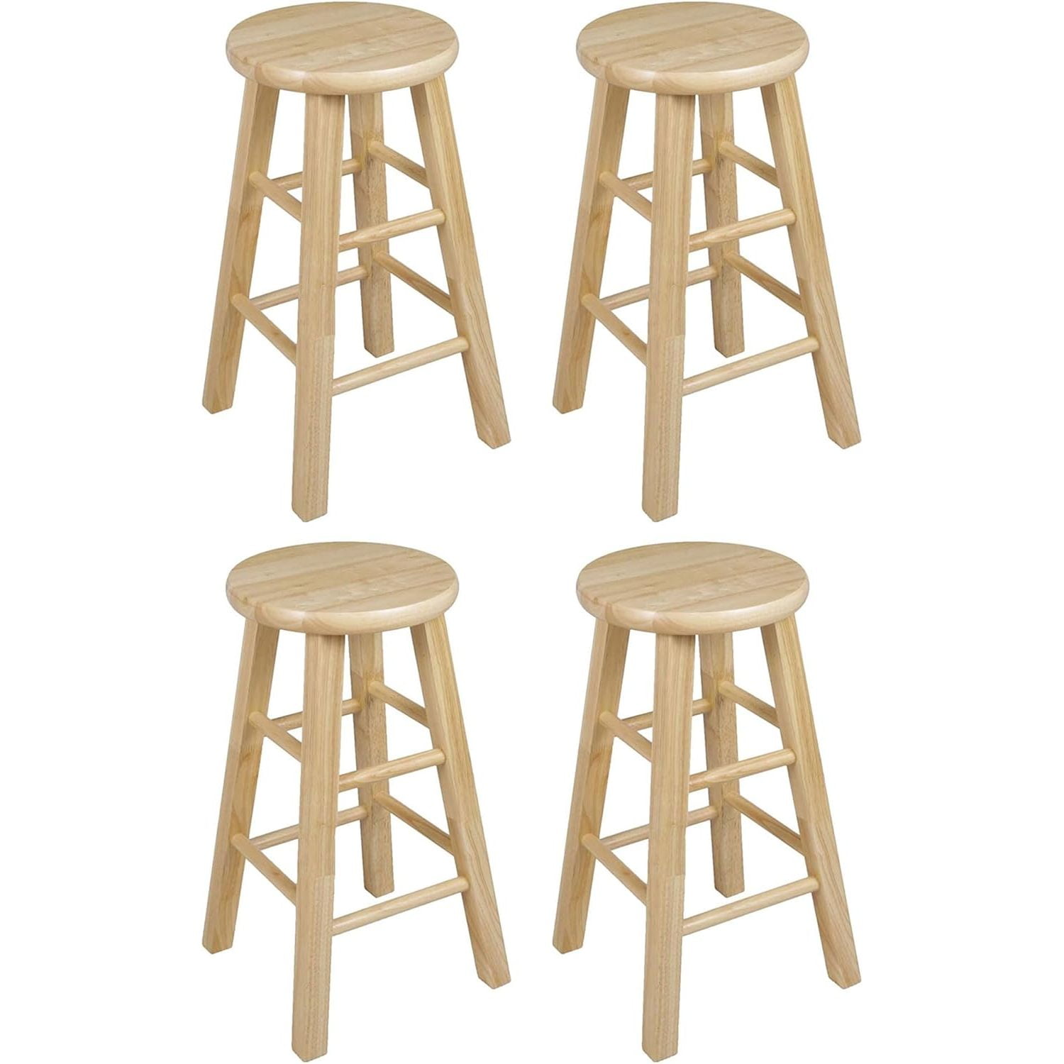 PJ Wood Classic Round-Seat 24" Tall Kitchen Counter Stools for Homes ...