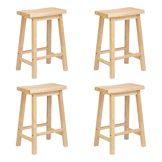 PJ Wood Classic Saddle-Seat 29In Kitchen Counter Stools, Natural (4 ...