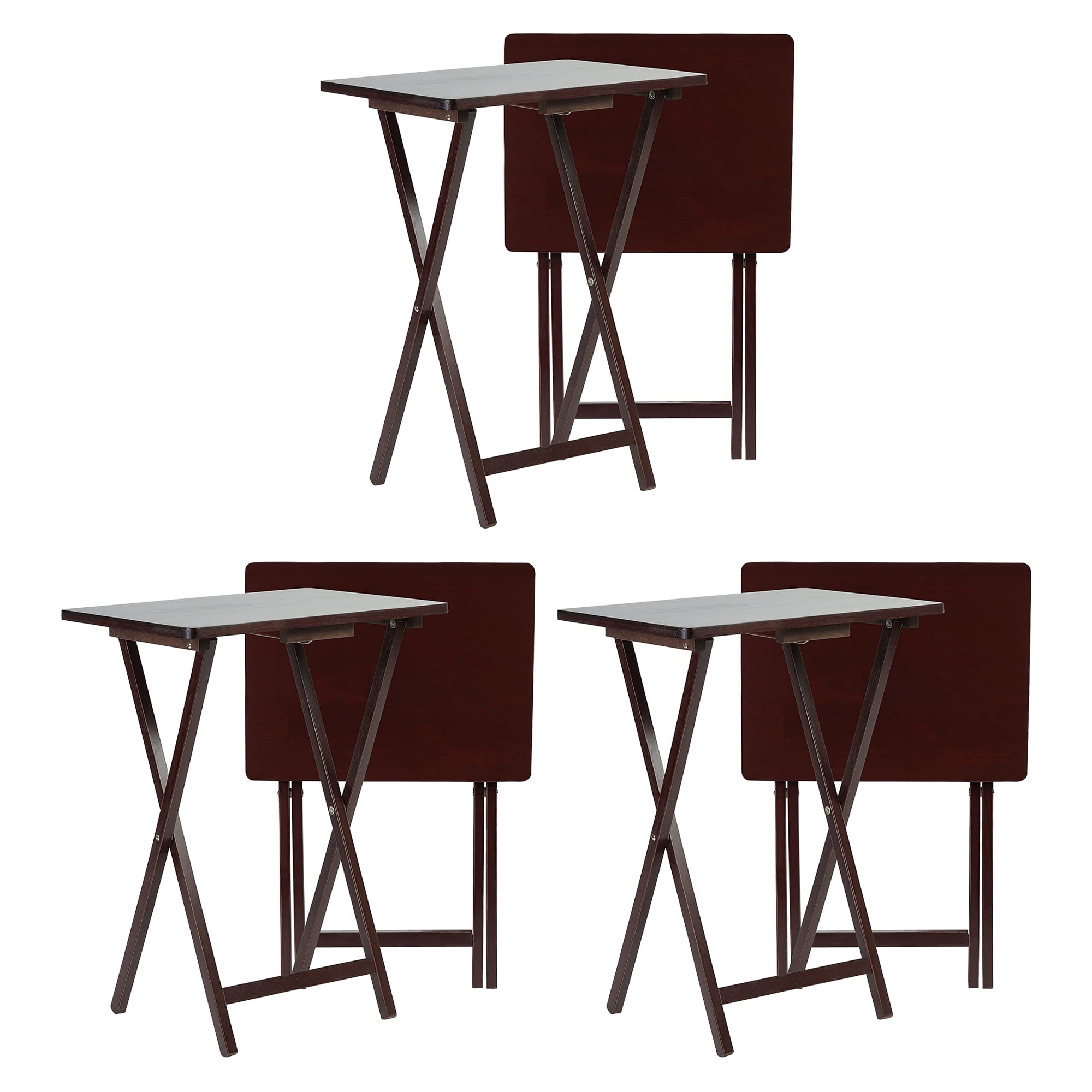PJ Wood Folding TV Snack Tray Table Desk Stand, Espresso (6-Piece Set ...