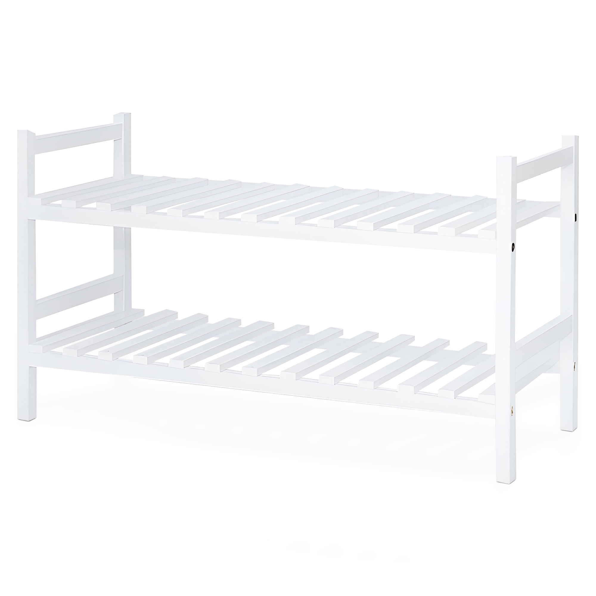 PJ Wood Stackable Wood Shoe Rack Organizer Shelf Closet Entryway ...