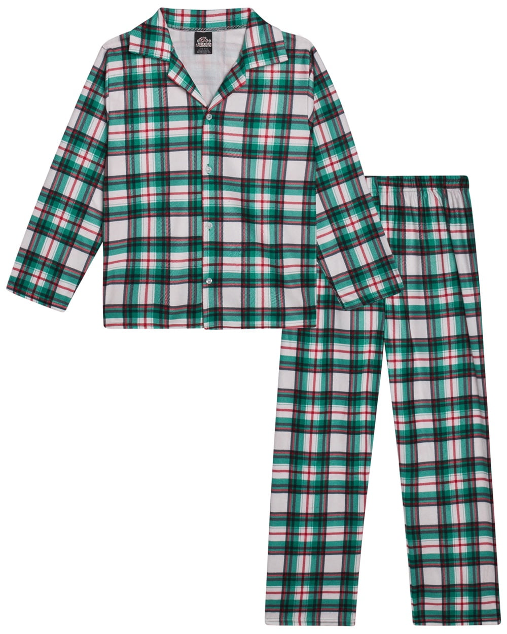 PJ's & Presents Boys' Christmas Pajamas - 2 Piece Plaid Flannel Coat ...