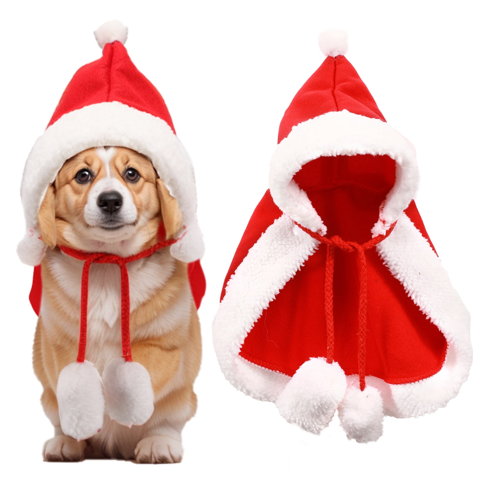 PJKOBMJ Pet Christmas Costume Poncho Cape with Hat Santa Claus Cloak ...