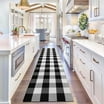 Bloom & Breeze Buffalo Plaid Runner Rug, Washable, Black and White ...