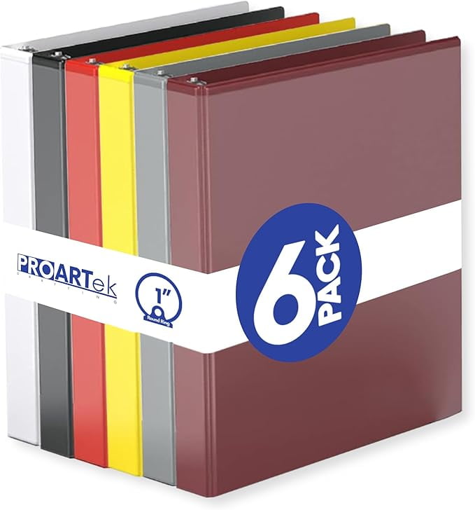 PK00055 Model 831161 Pack of 6 Binders, Assorted Colors, 1-inch Round ...