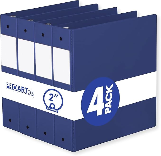 PK00069 Model 231341 Pack of 4 Binders, Royal Blue Color; 2-inch Round ...